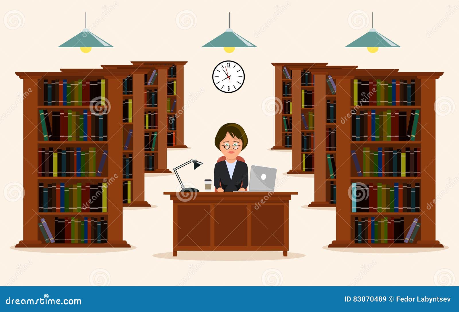 Woman Employee of Library. Concept of Education. Reading in Library a ...