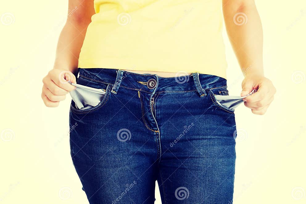 Woman with empty pockets stock image. Image of concept - 41371073