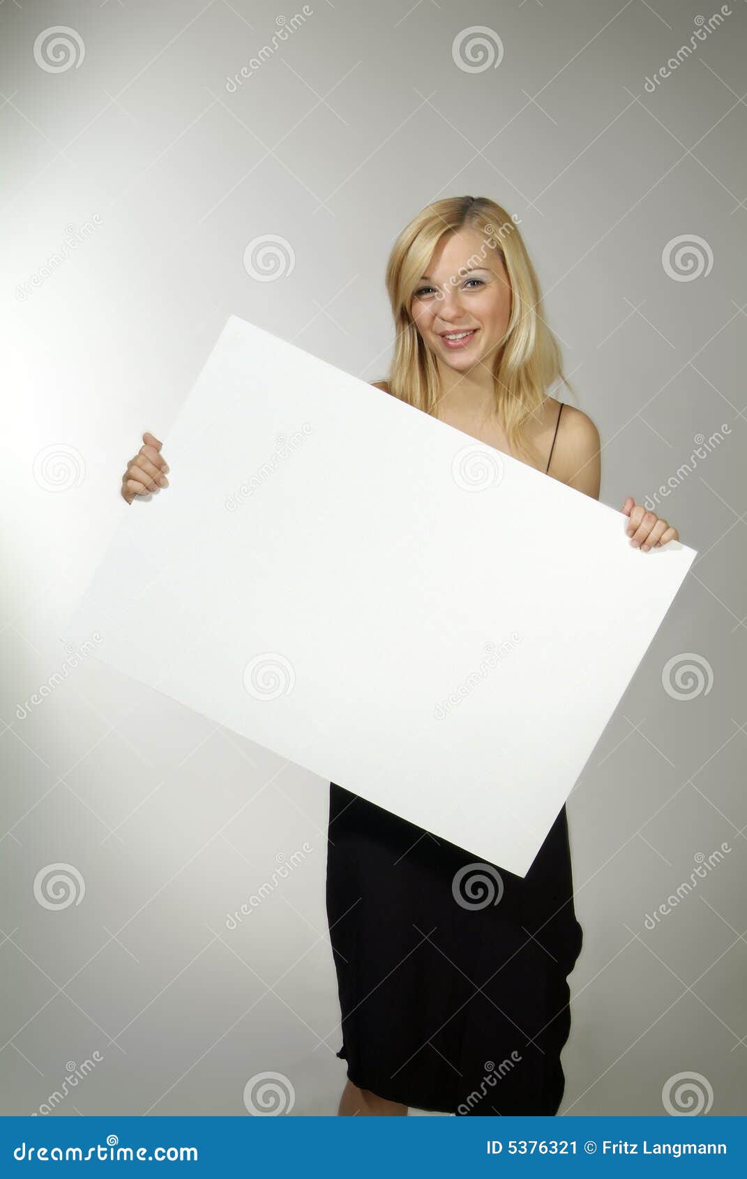Woman with empty poster stock image. Image of peacefully - 5376321