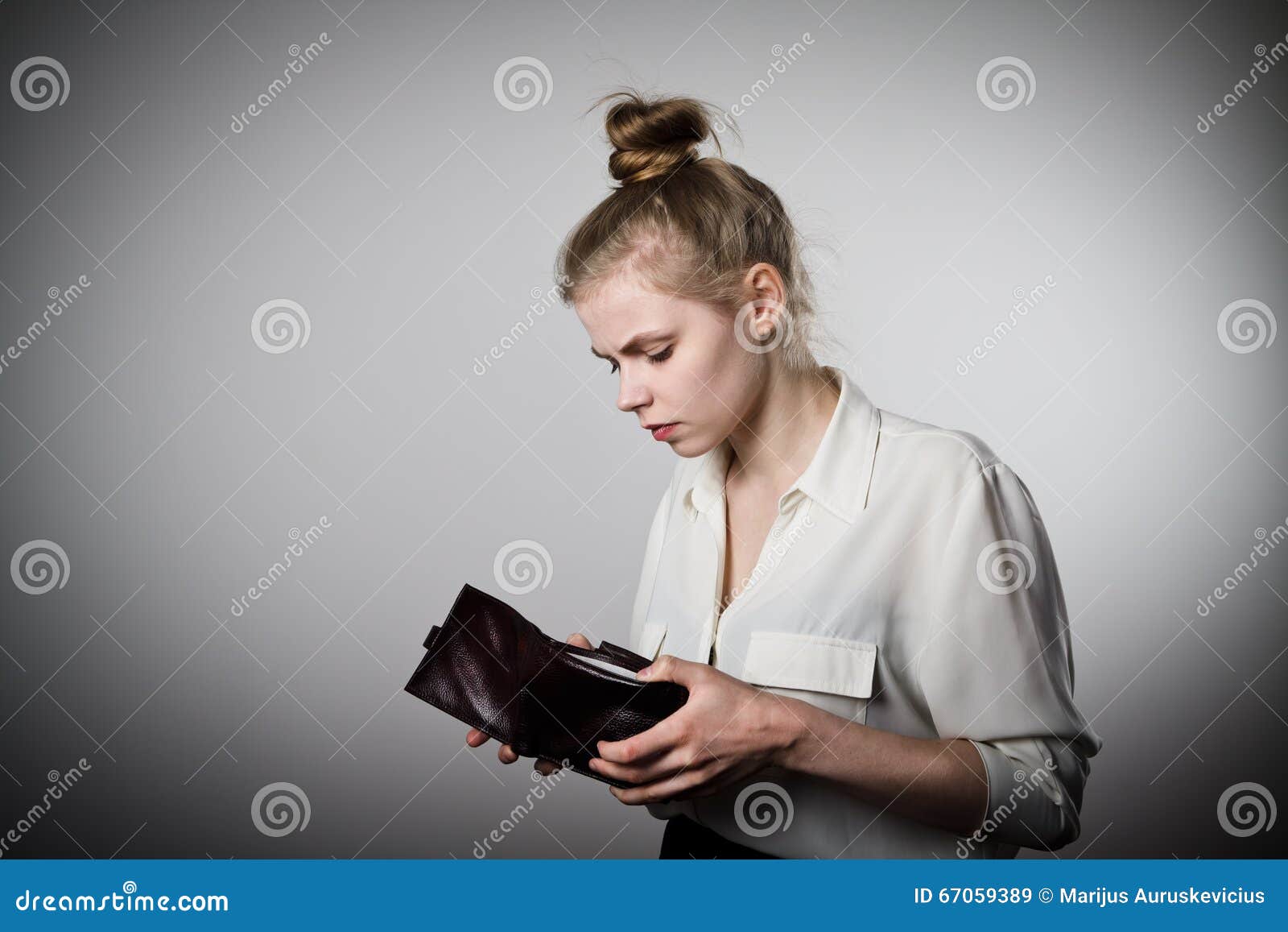 Woman and empty wallet stock image. Image of income, poverty - 67059389