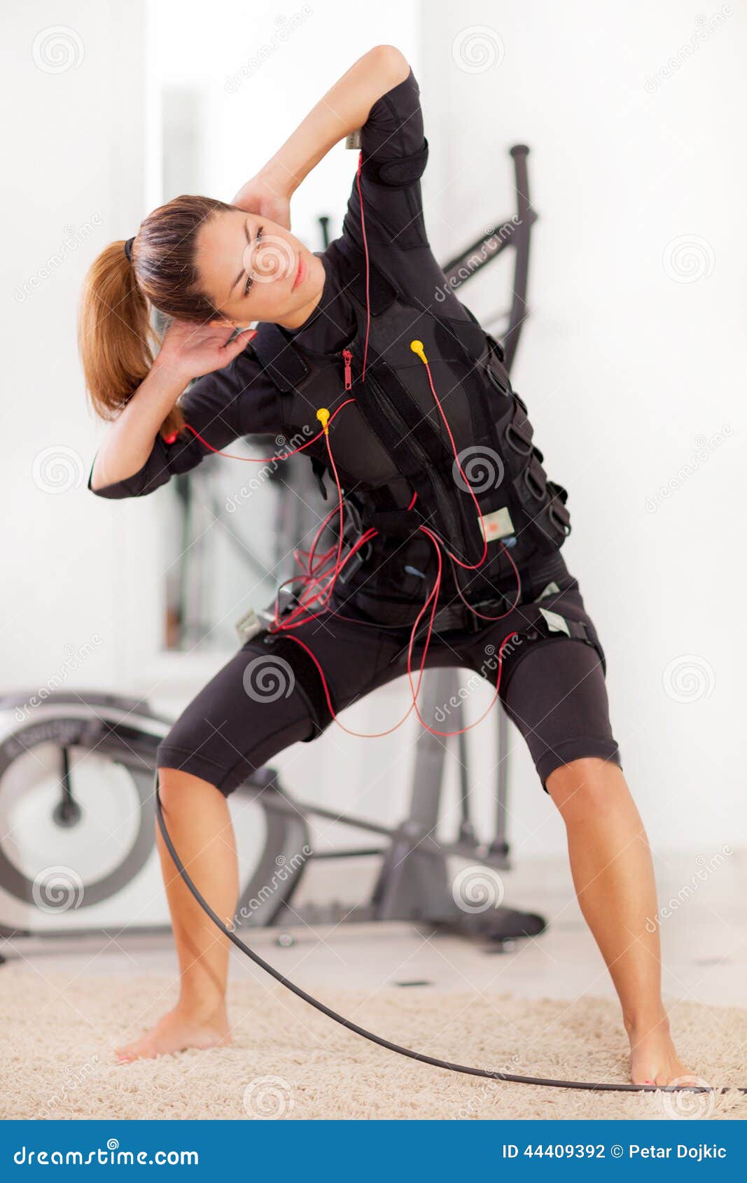 Woman, Ems Electro Muscular Stimulation Exercise Stock Photo - Image of ...