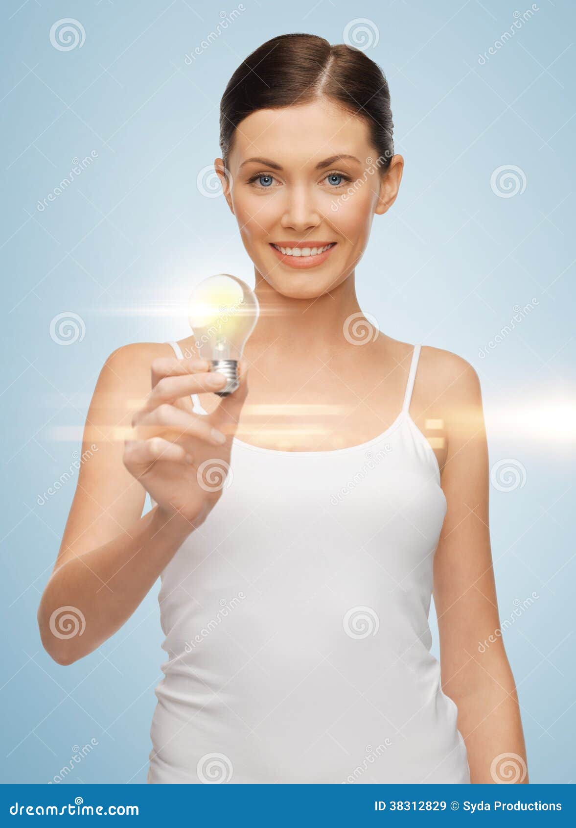 Woman with Energy Saving Bulb Stock Image - Image of human, electric ...