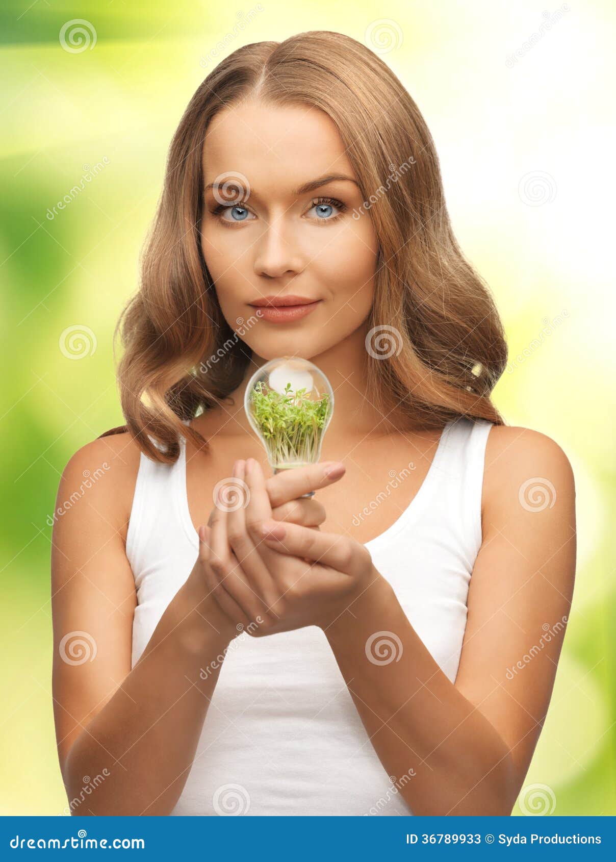 Woman with Energy Saving Bulb Stock Image - Image of healthy, beauty ...