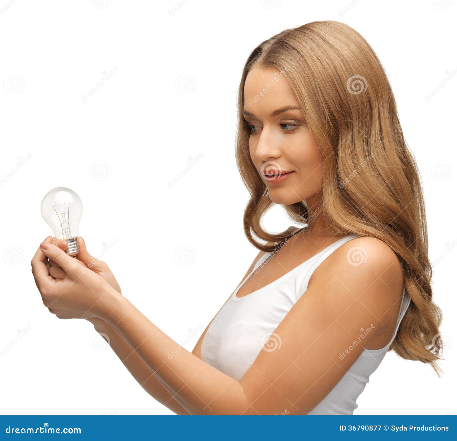 Woman with Energy Saving Bulb Stock Image - Image of female, beautiful ...