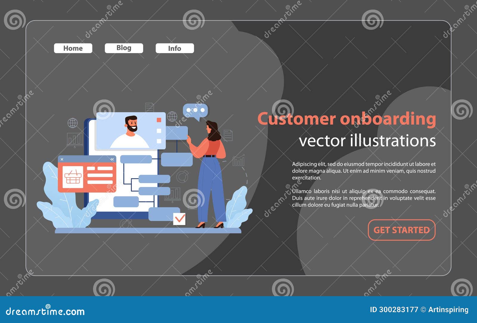 Woman Engages in a Digital Customer Onboarding Process. Stock Vector ...