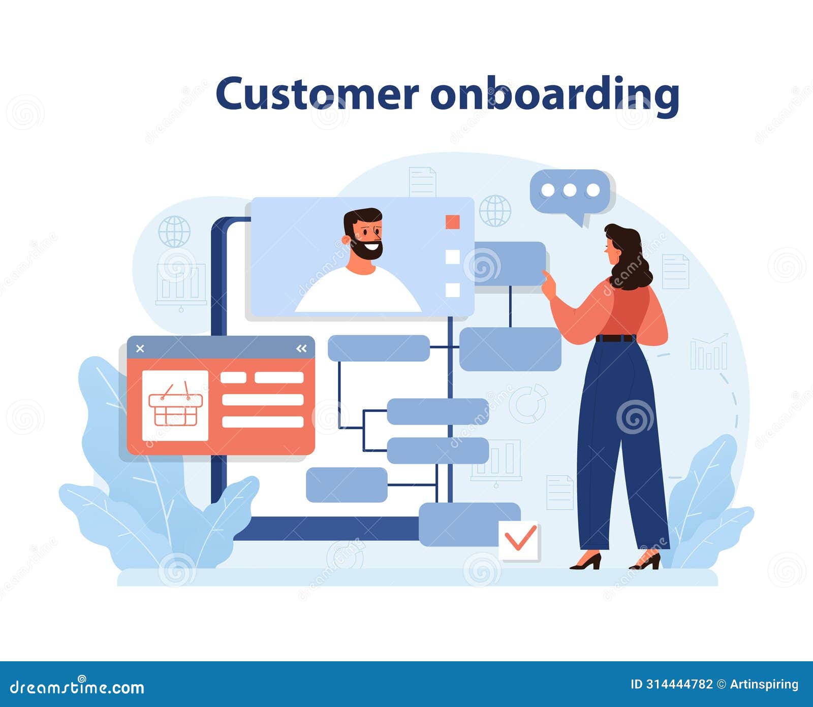 Woman engages in a digital stock vector. Illustration of account ...