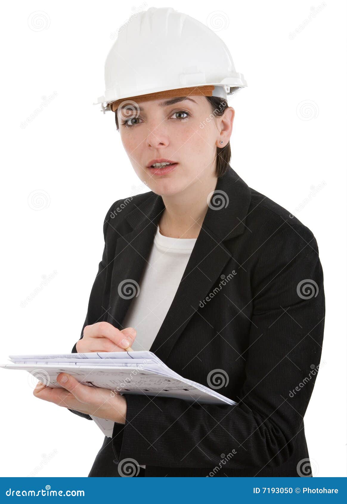 Woman Engineer And Safety Officer Concept. Young Woman Engineer Talking ...