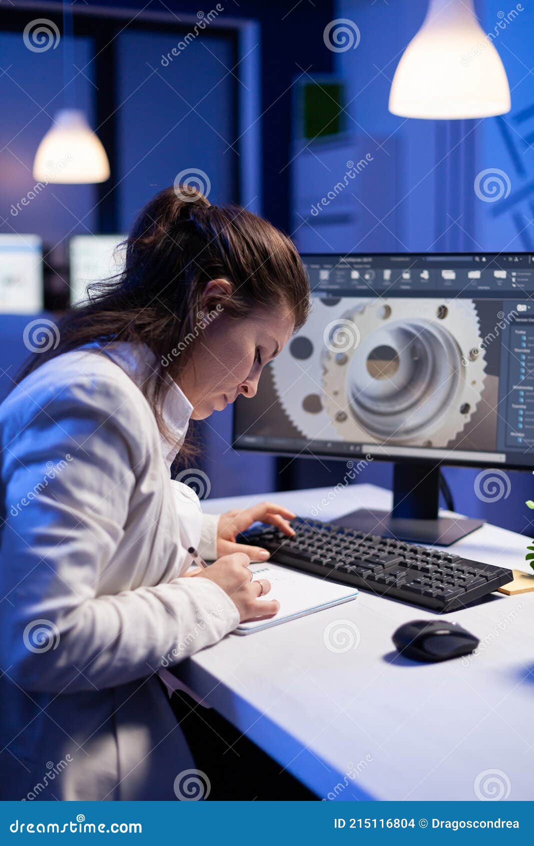 Woman Engineer Architect Working in Modern Cad Program Stock Photo ...