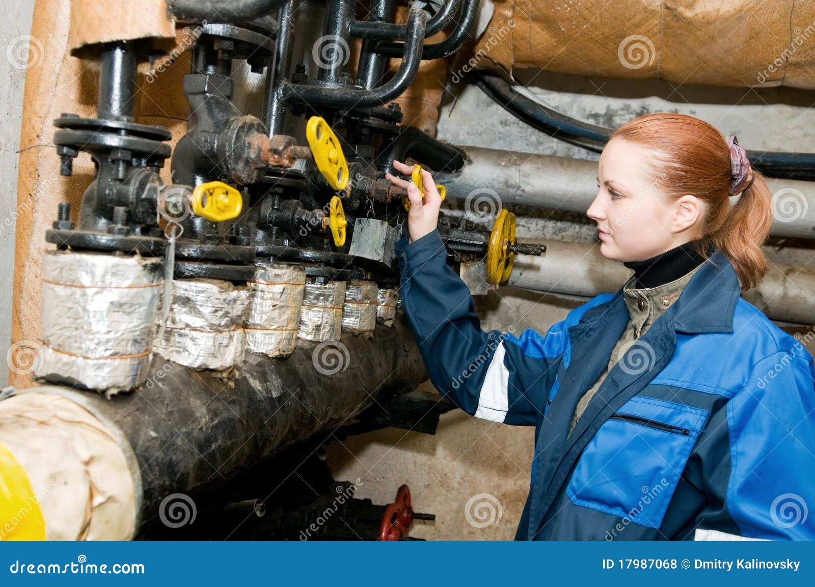 Woman Engineer in a Boiler Room Stock Photo - Image of equipment ...