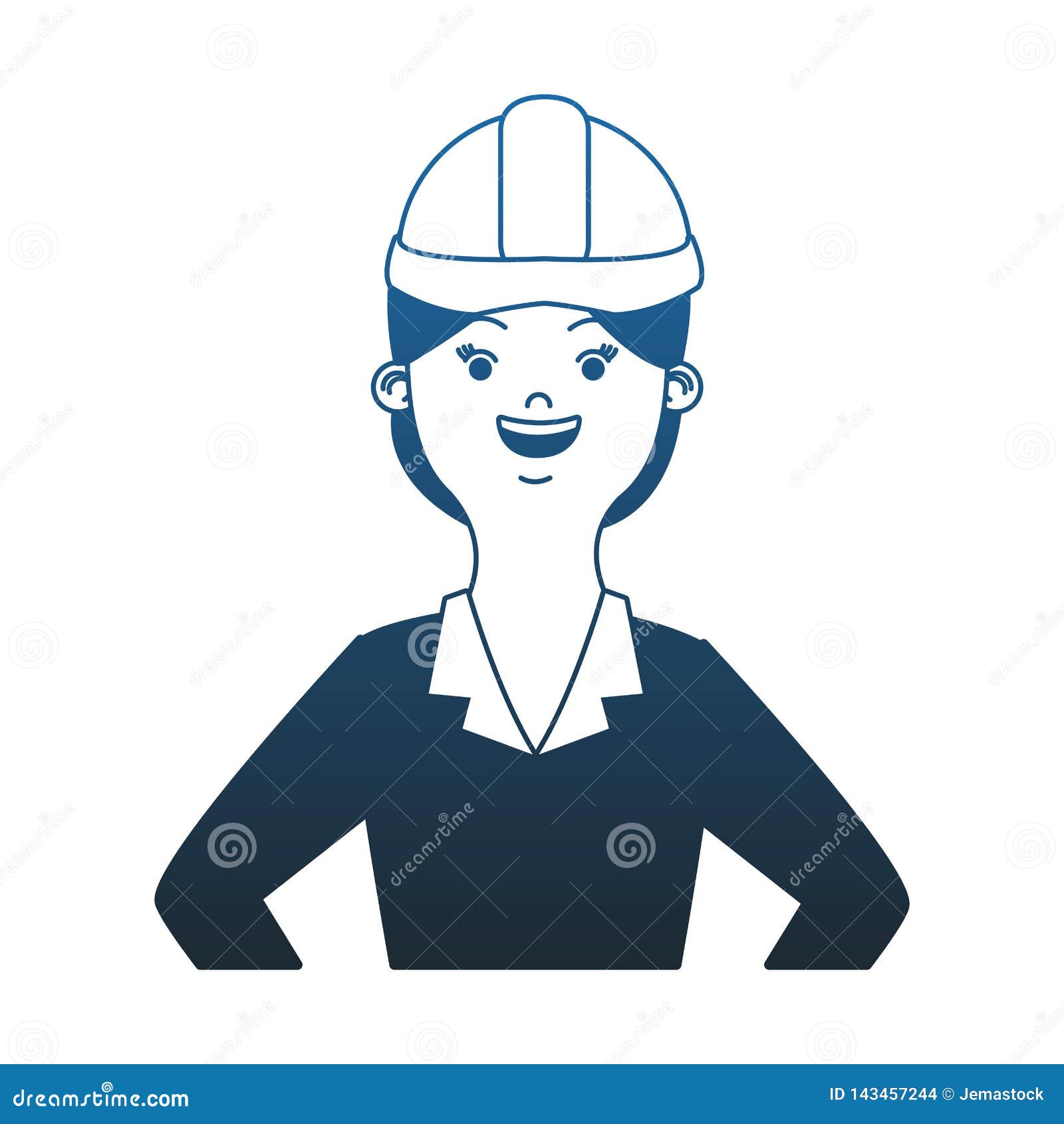 Woman Engineer Cartoon Blue Lines Stock Vector - Illustration of ...