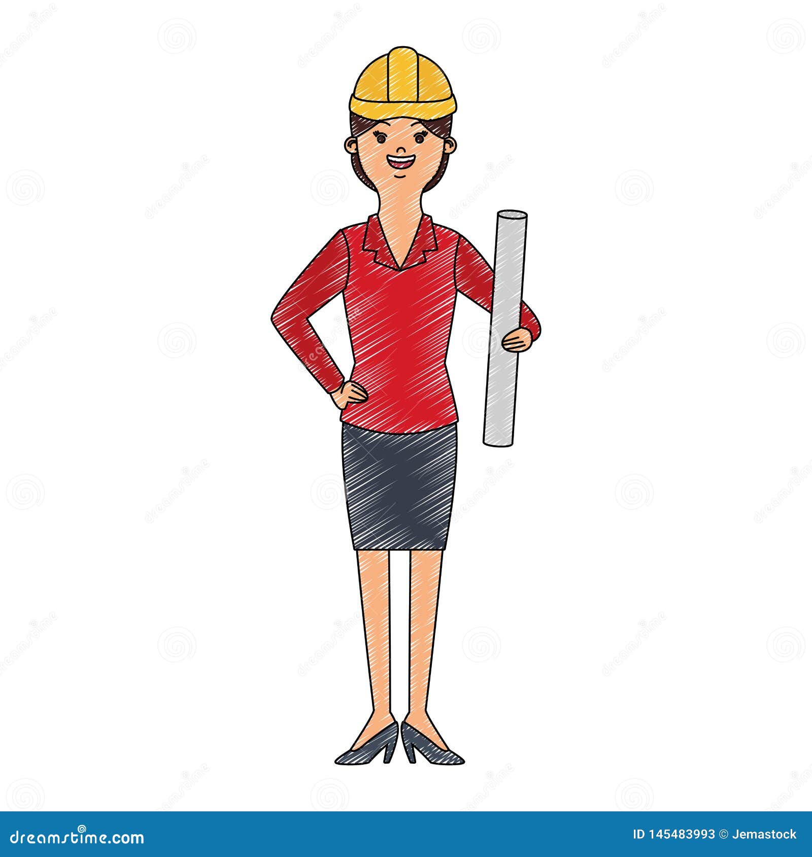 Woman Engineer Cartoon Scribble Stock Vector - Illustration of person ...