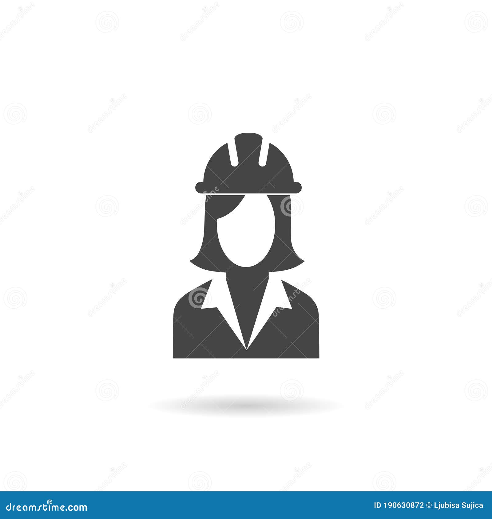 Woman Engineer Construction Icon with Shadow Stock Vector ...