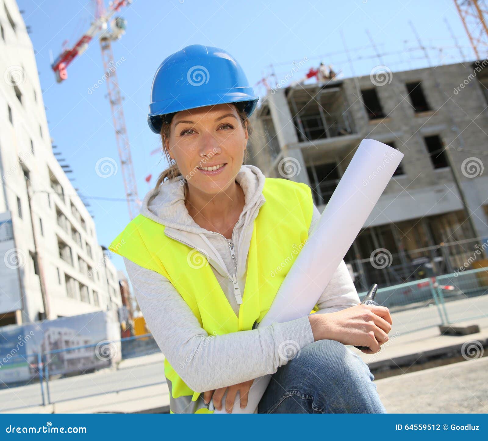 Woman Engineer on Construction Site Stock Photo - Image of control ...