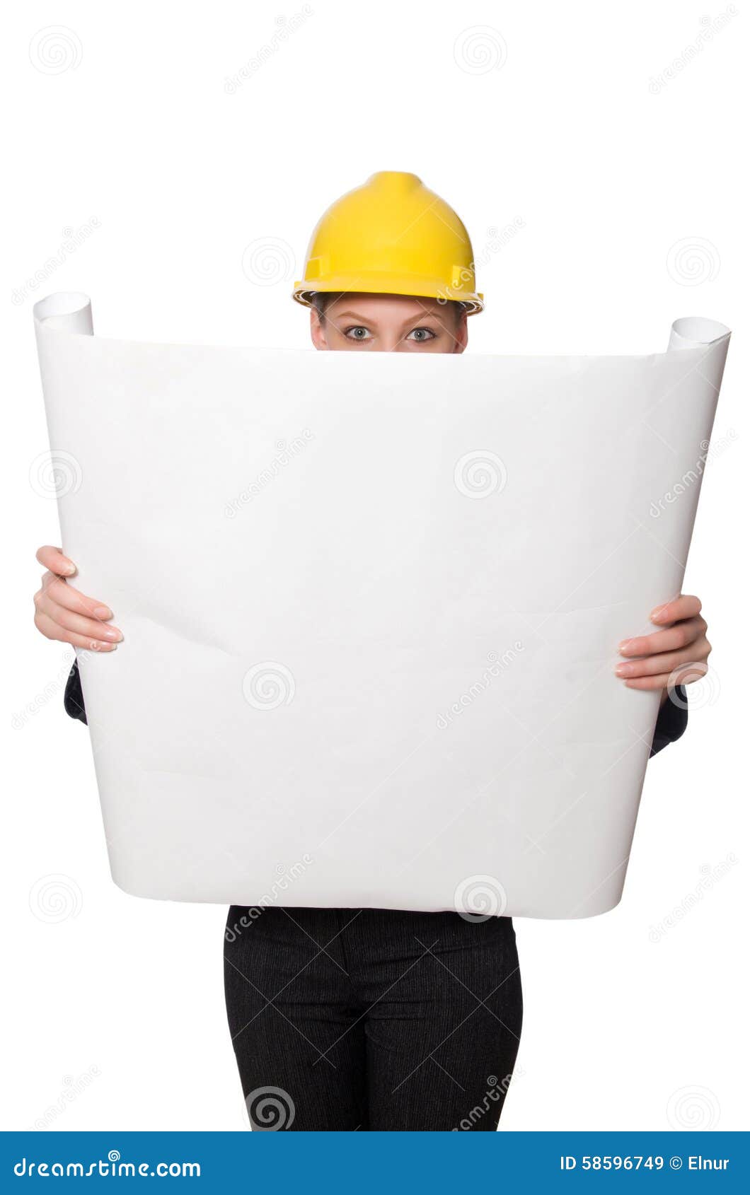 Woman Engineer with Draft Papers Stock Image - Image of industry, plan ...
