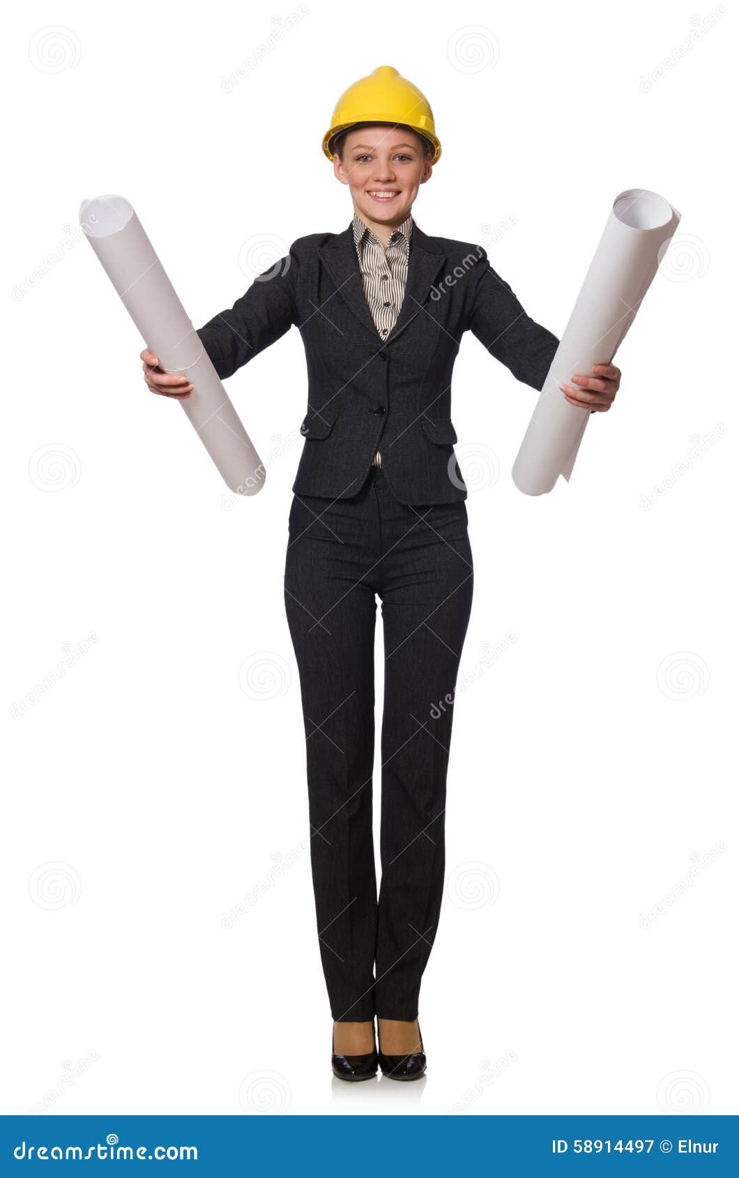 Woman Engineer with Draft Papers Stock Image - Image of engineer ...