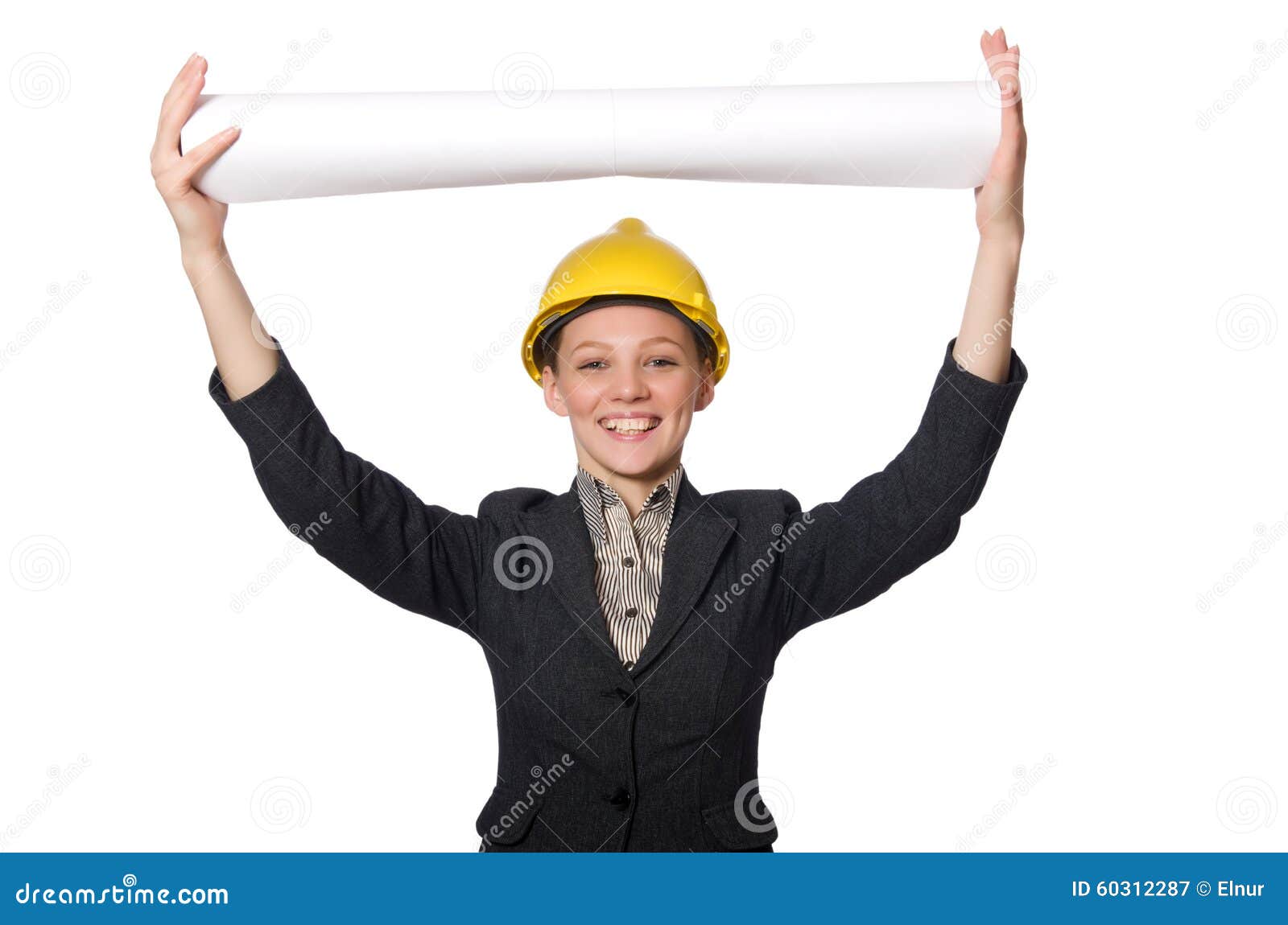 Woman Engineer with Draft Papers Stock Image - Image of design, helmet ...