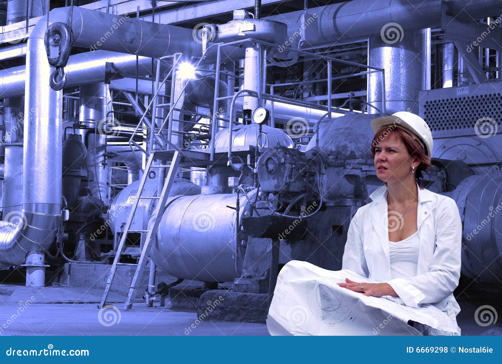 Woman Engineer, Equipment, Cables and Piping Stock Photo - Image of ...