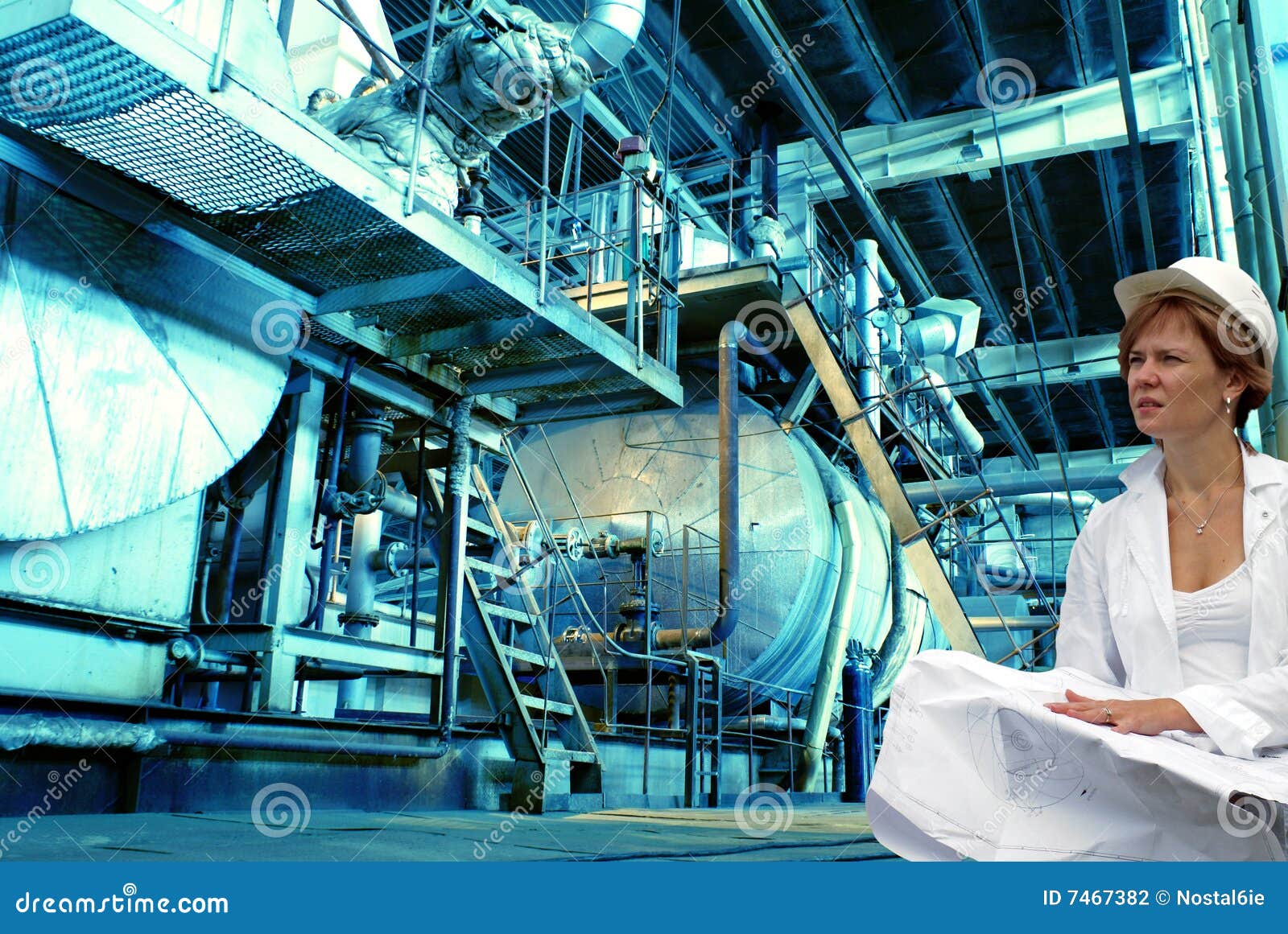 Woman Engineer, Equipment, Cables and Piping Stock Photo - Image of ...