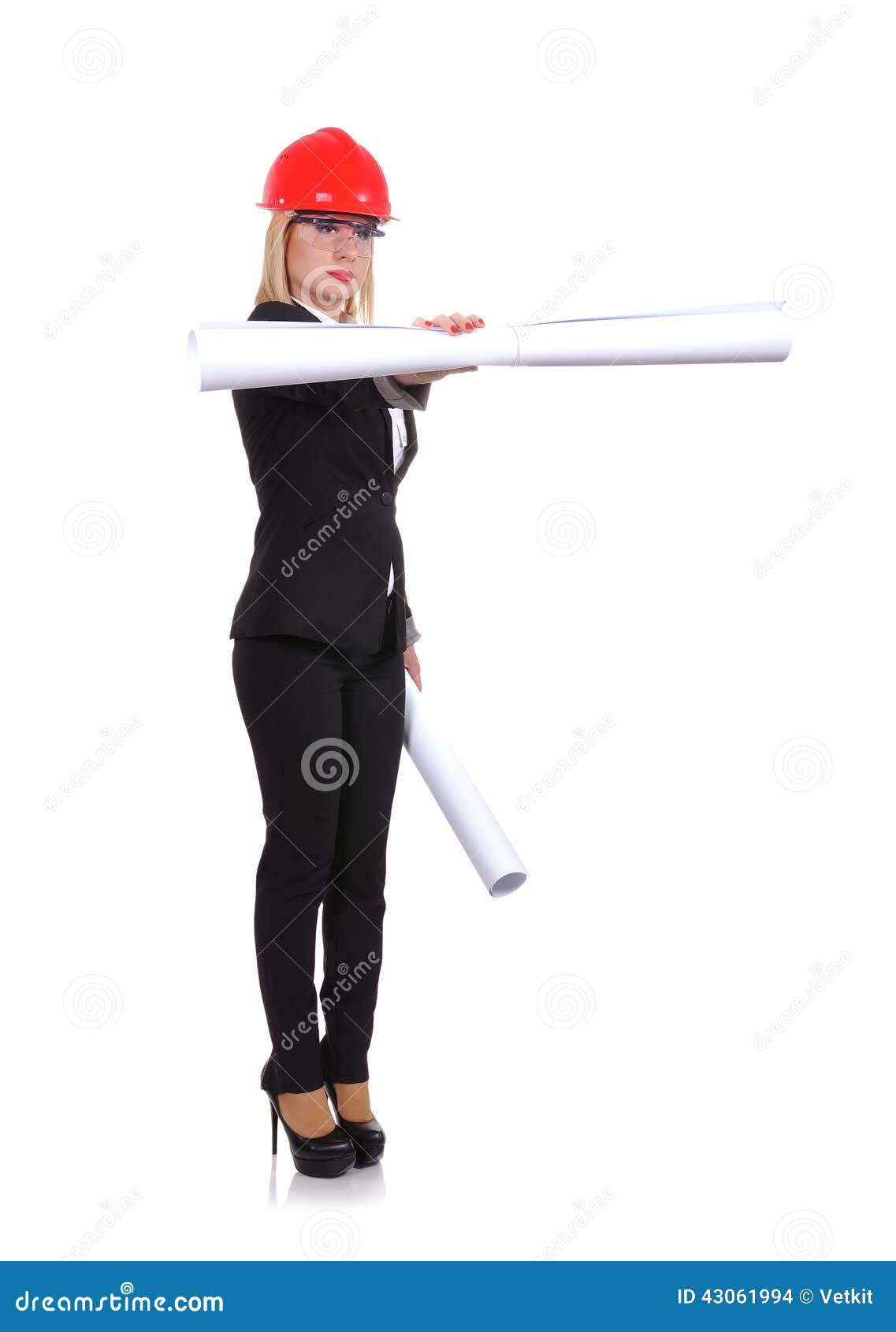 Woman Engineer Holding Blueprint Stock Photo - Image of engineering ...