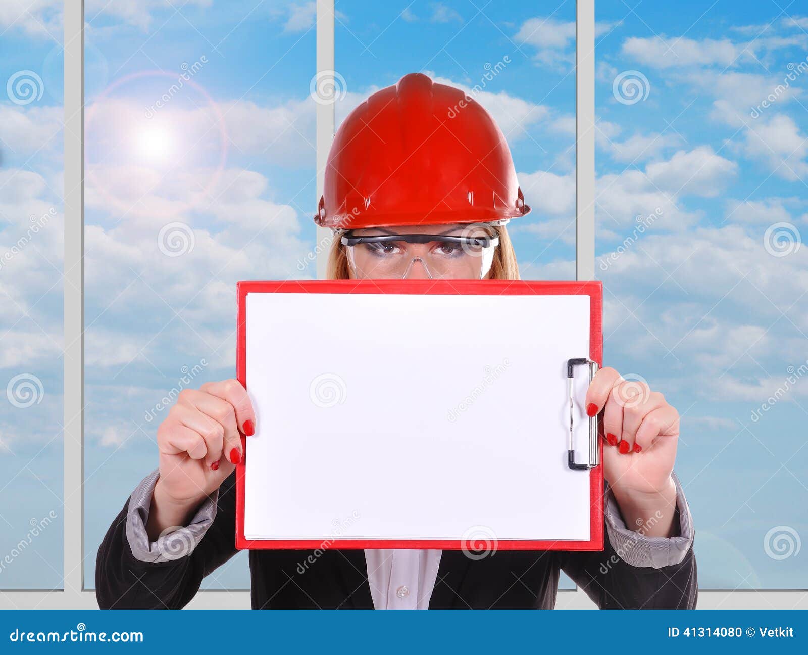 Woman Engineer Holding Clipboard Stock Photo - Image of female ...