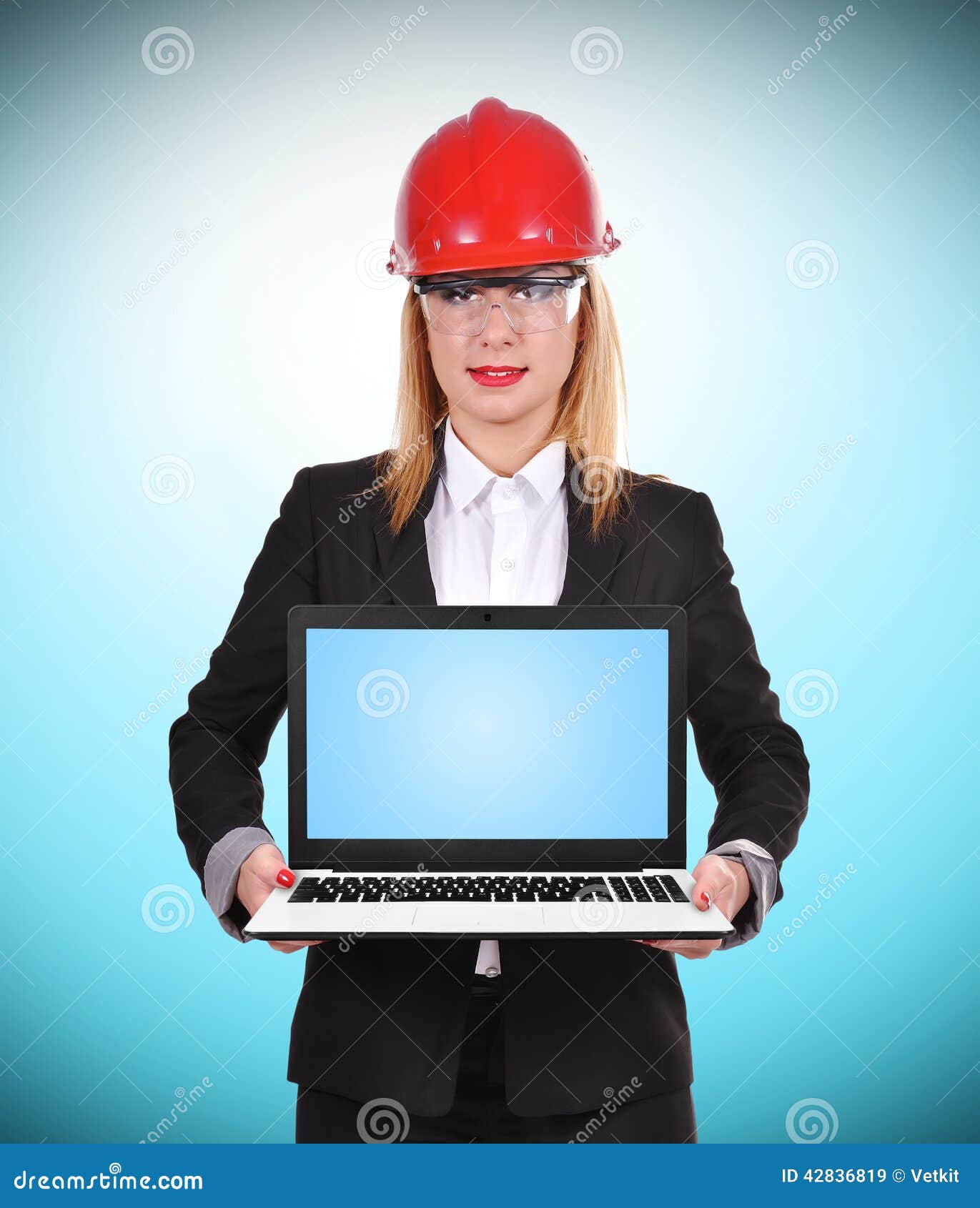 Woman Engineer Holding Laptop Stock Image - Image of professional ...