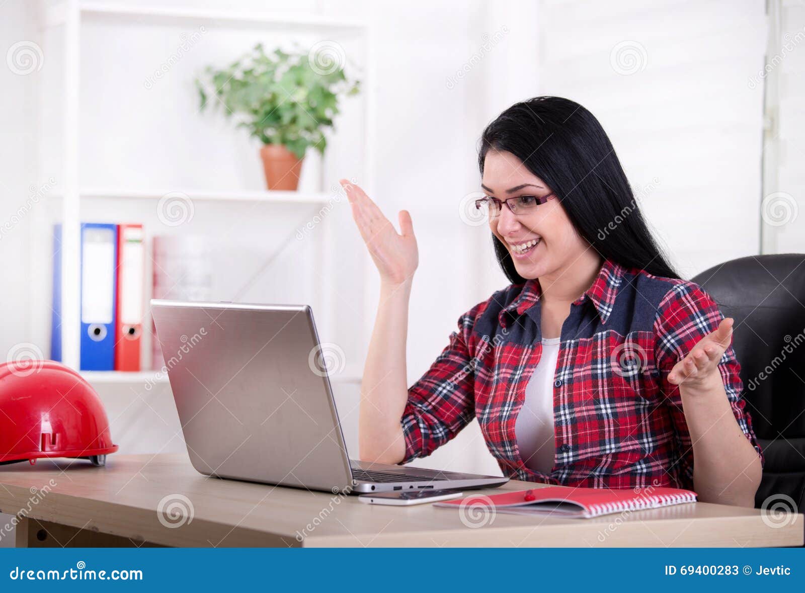 Woman Engineer Looking at Laptop in the Office Stock Image - Image of ...