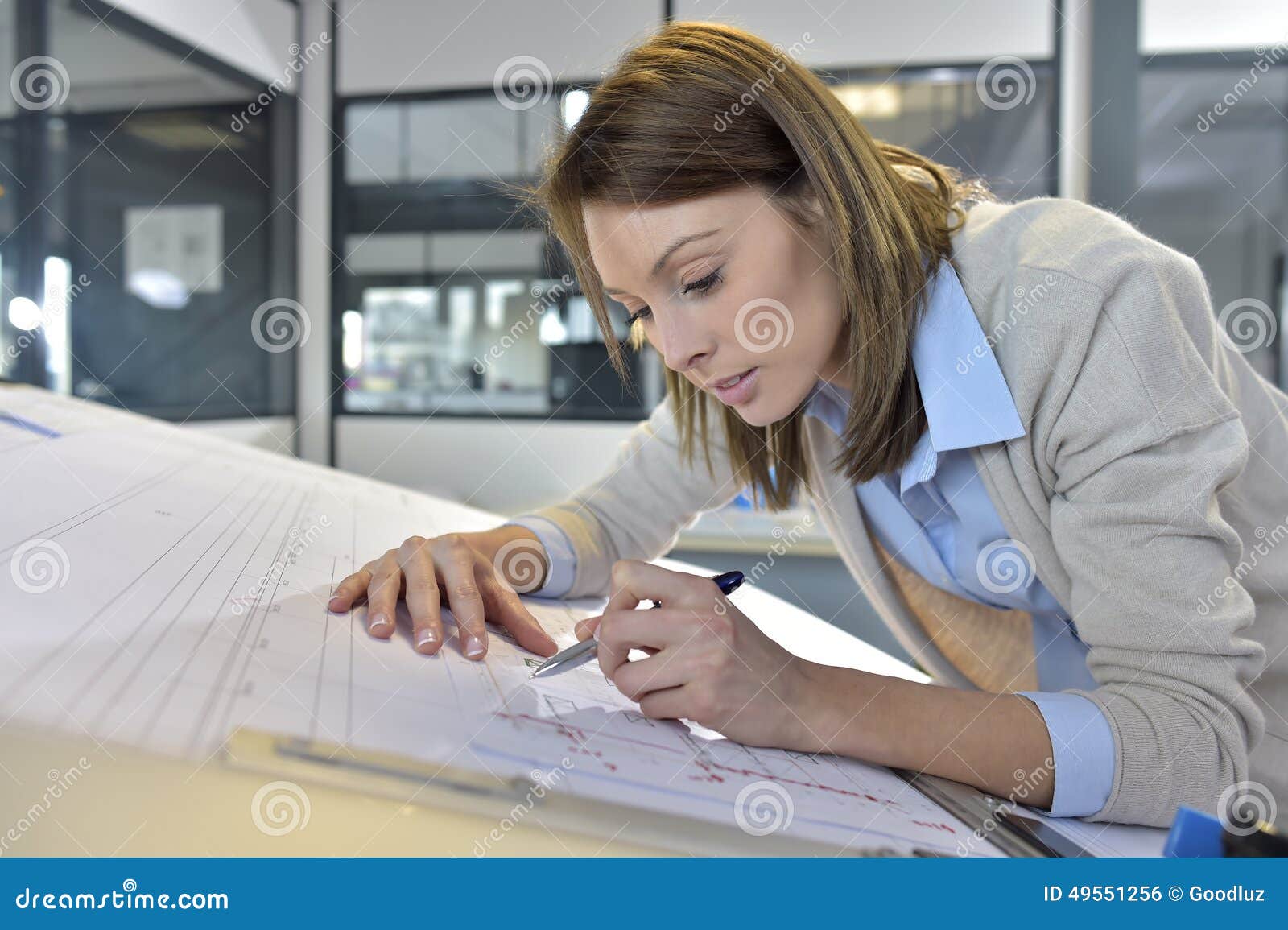 Woman Engineer at the Office Working Stock Photo - Image of ...
