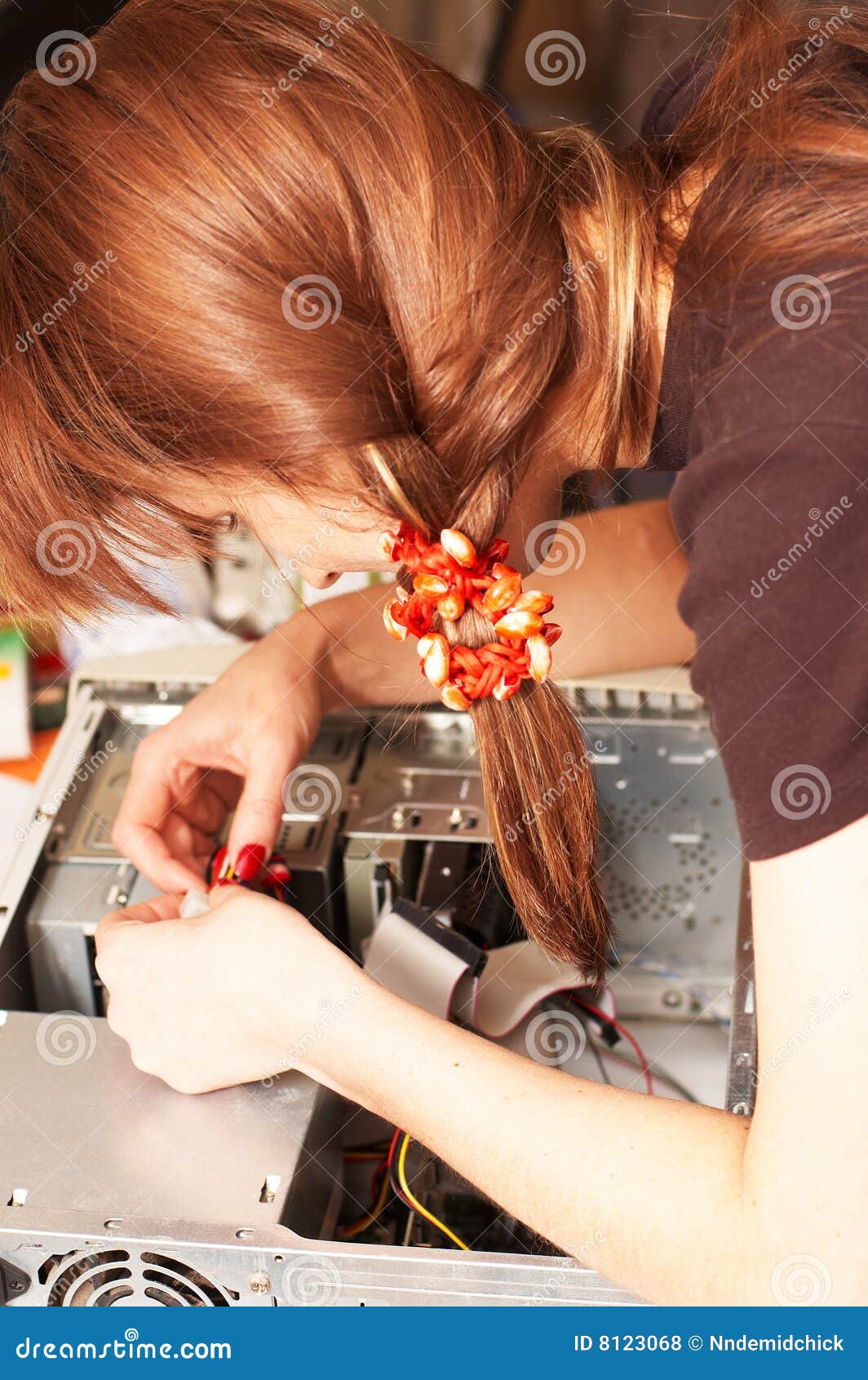 Woman Engineer is Repairing Computer Stock Photo - Image of nail ...