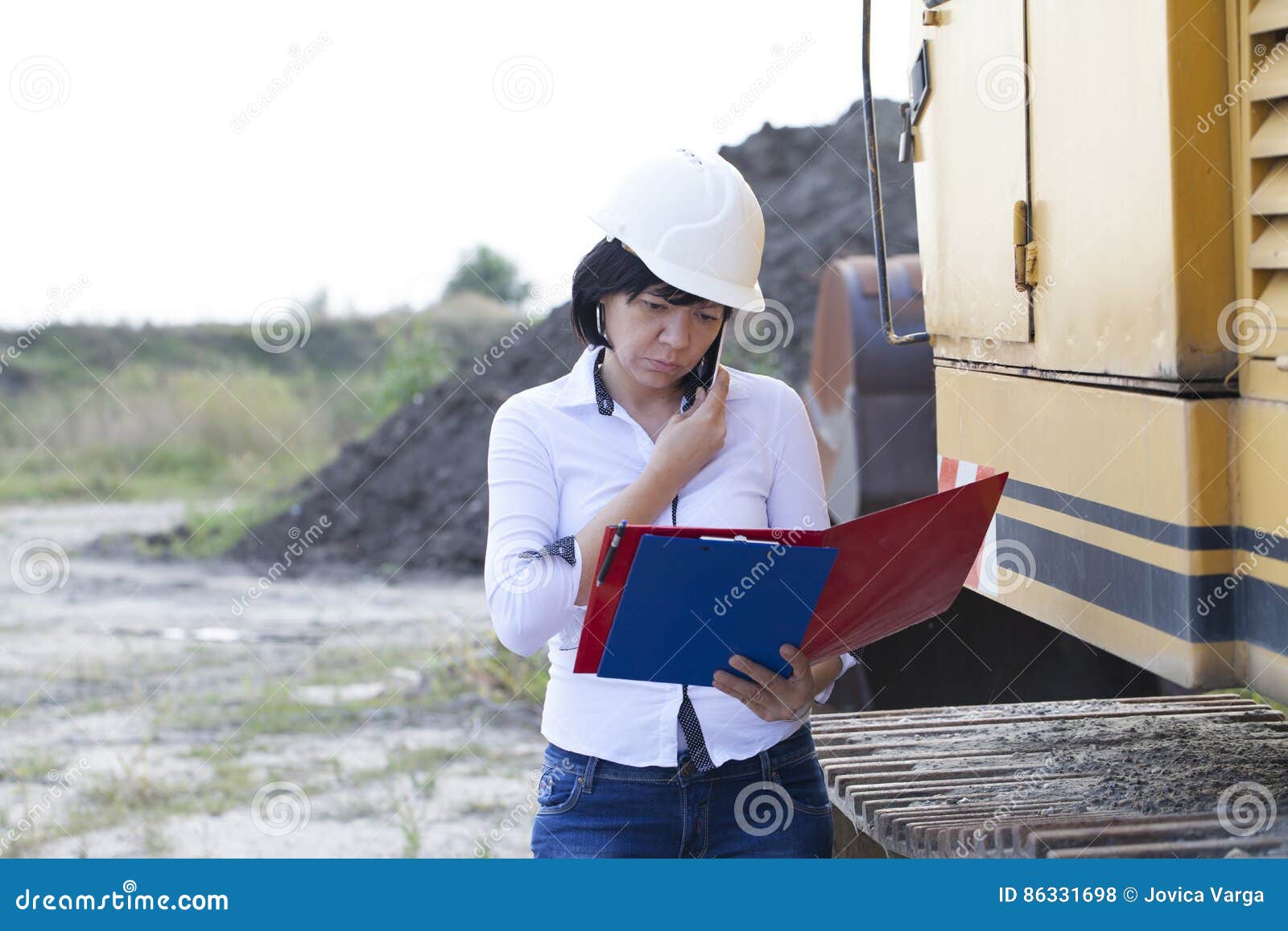 Woman Engineer on Site Telephone Call Stock Photo - Image of building ...
