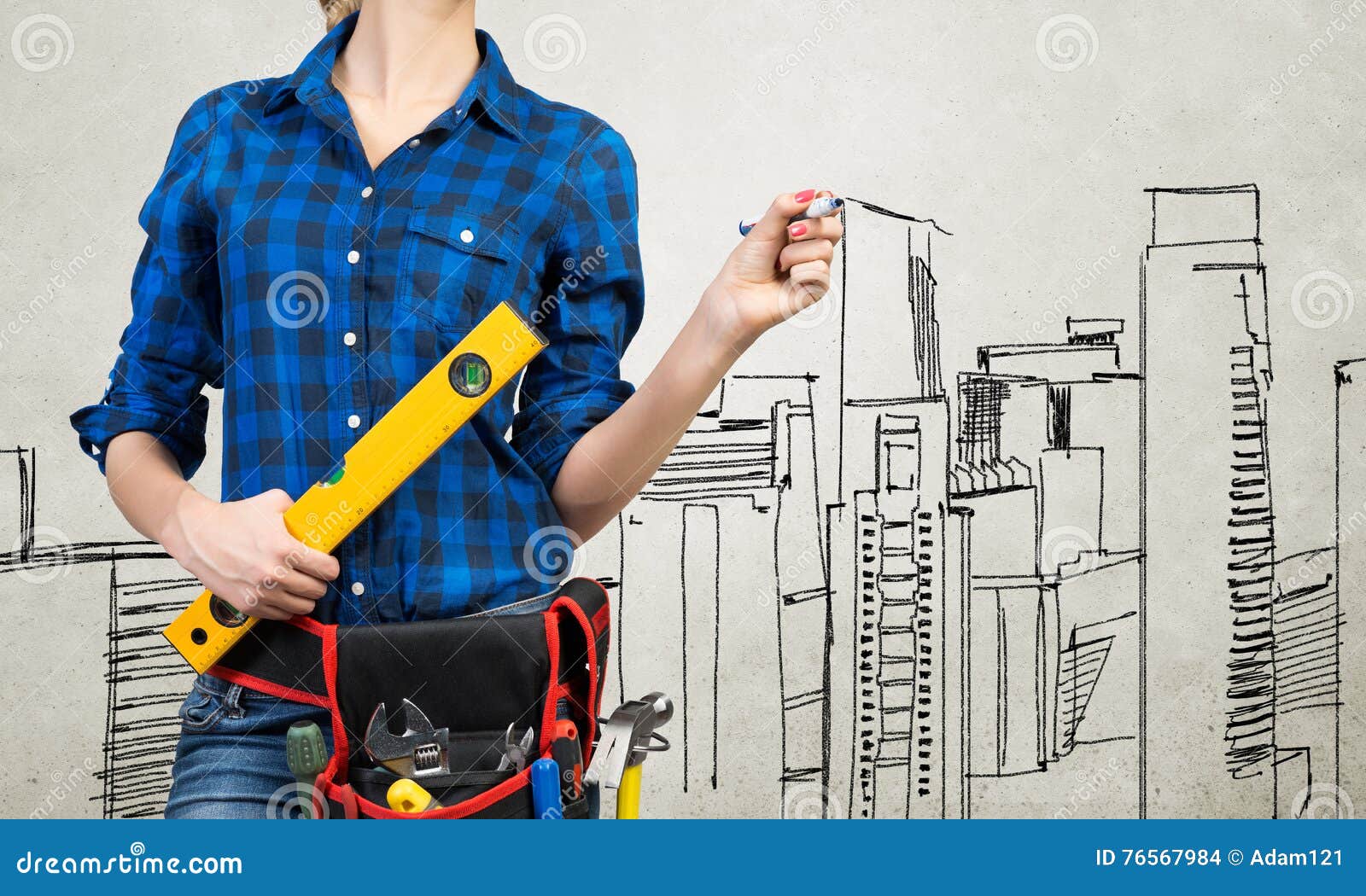 Woman Engineer Sketching Her Ideas Stock Photo - Image of builder ...