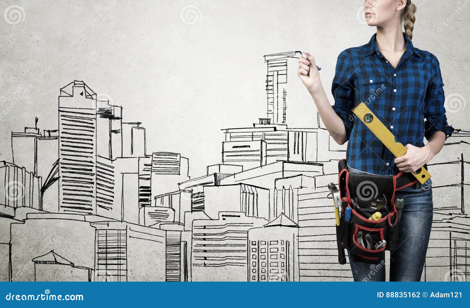 Woman Engineer Sketching Her Ideas Stock Photo - Image of home, repair ...