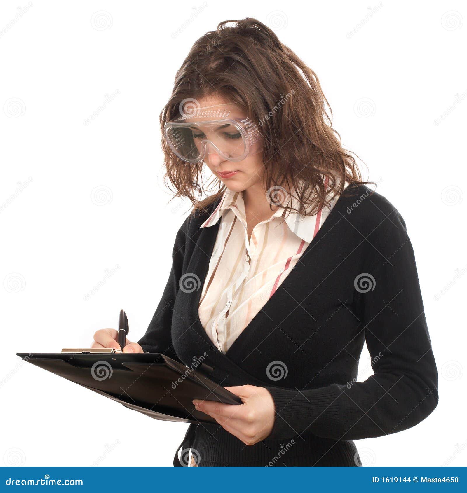 Woman Engineer writing stock photo. Image of site, protective - 1619144