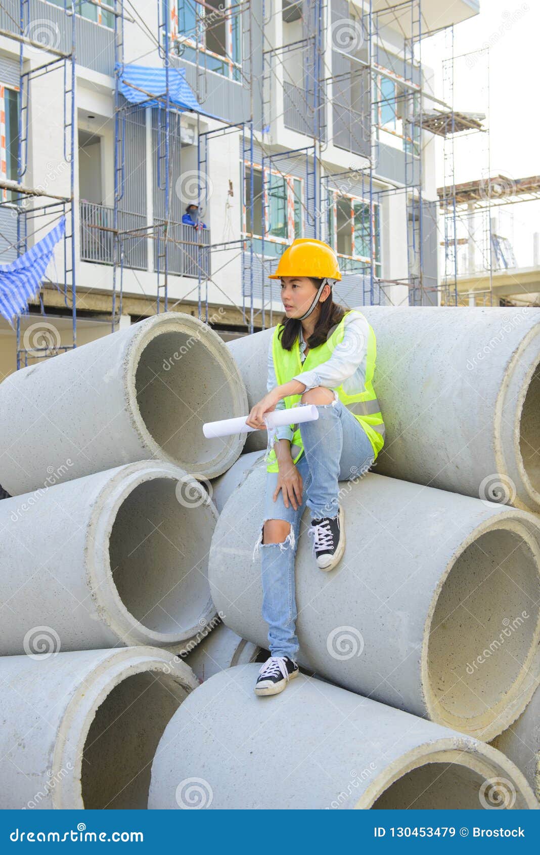Woman Engineers at Construction Site Stock Image - Image of estate ...