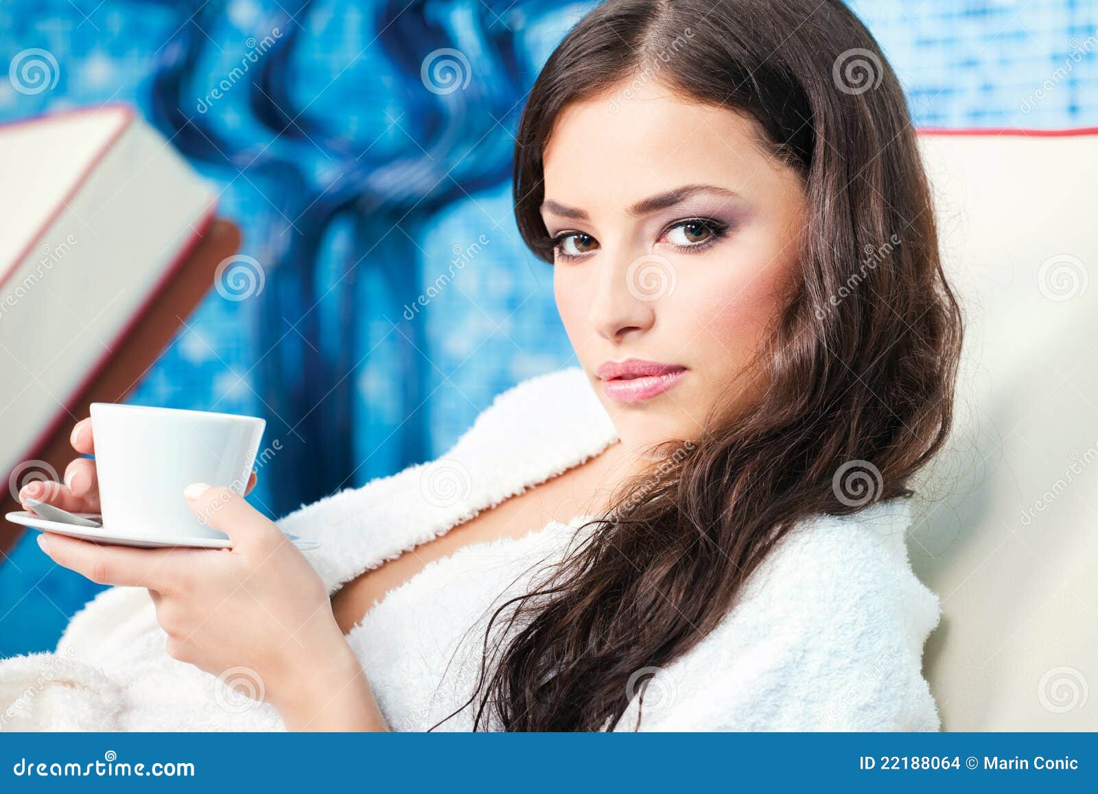 Woman Enjoy Cup of Coffee in Spa Center Stock Photo - Image of ...