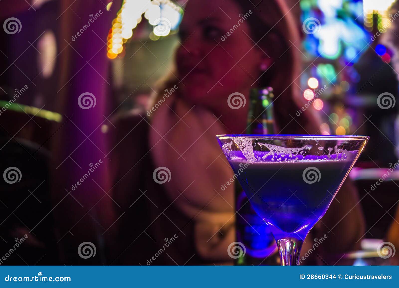 Woman Enjoying a Cocktail at a Bar Stock Photo - Image of lights, close ...