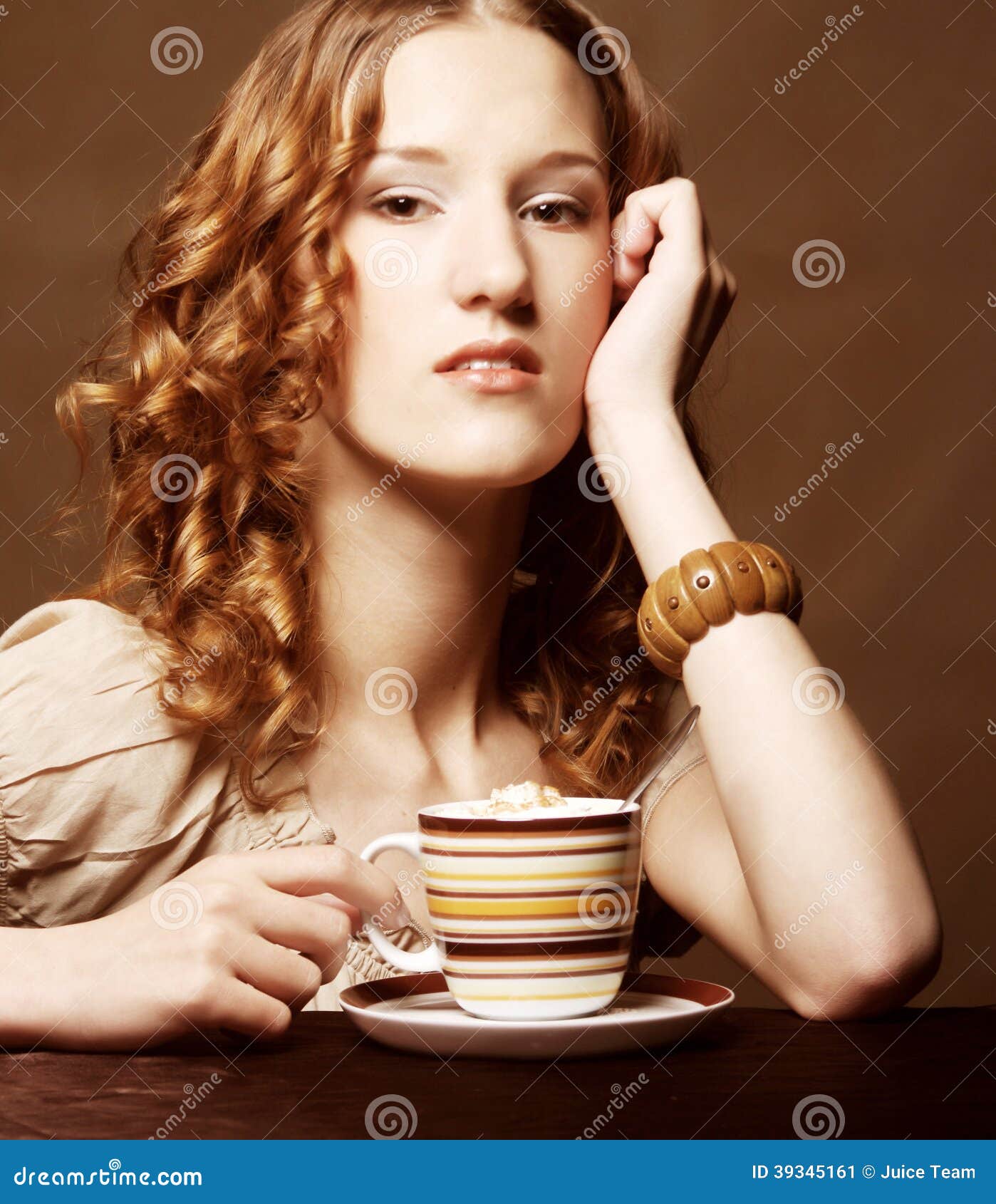 Woman enjoying coffee time stock image. Image of piece - 39345161