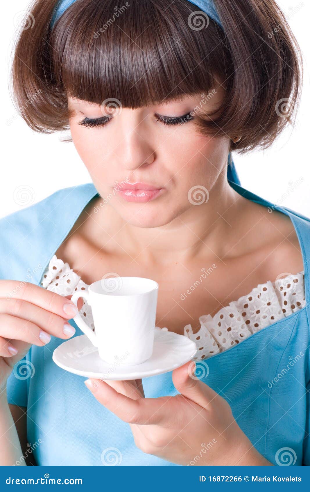 Woman Enjoying a Cup of Coffee Stock Photo - Image of comfortable, maid ...