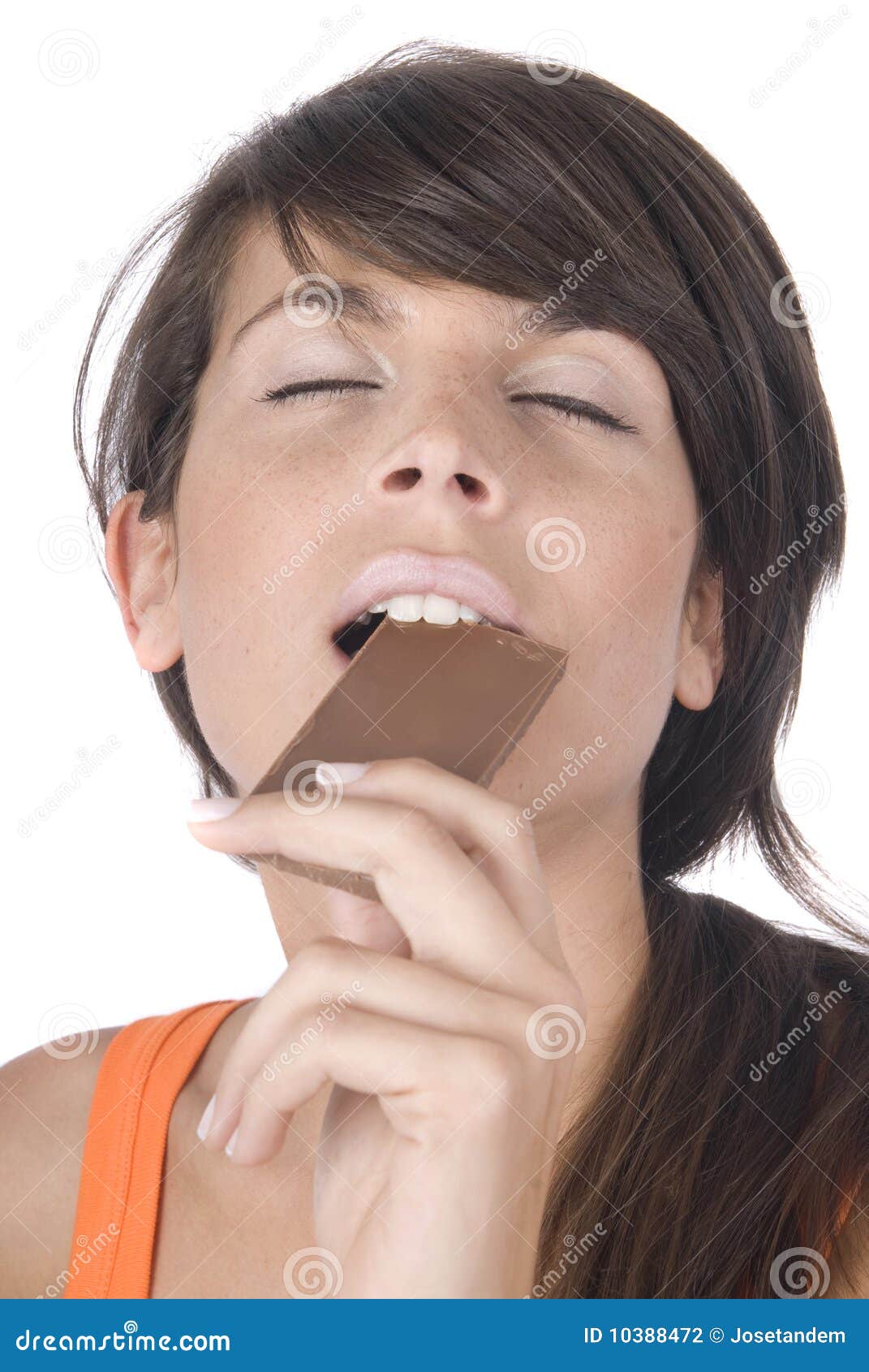 Woman Enjoying Eating Chocolate Stock Photo - Image of hunger, gluttony ...
