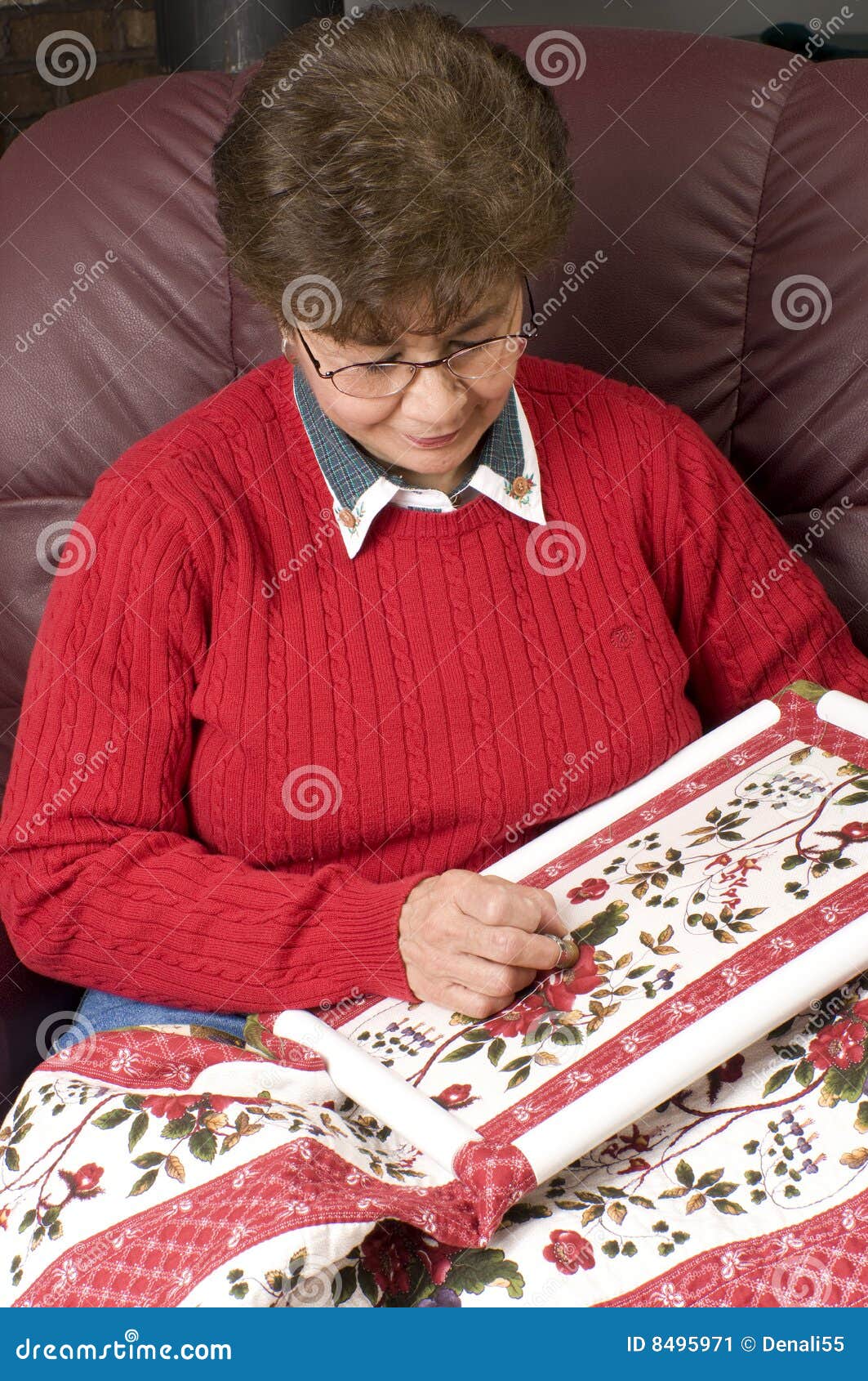 Woman Enjoying Hand Quilting Stock Image - Image of hispanic, quilt ...
