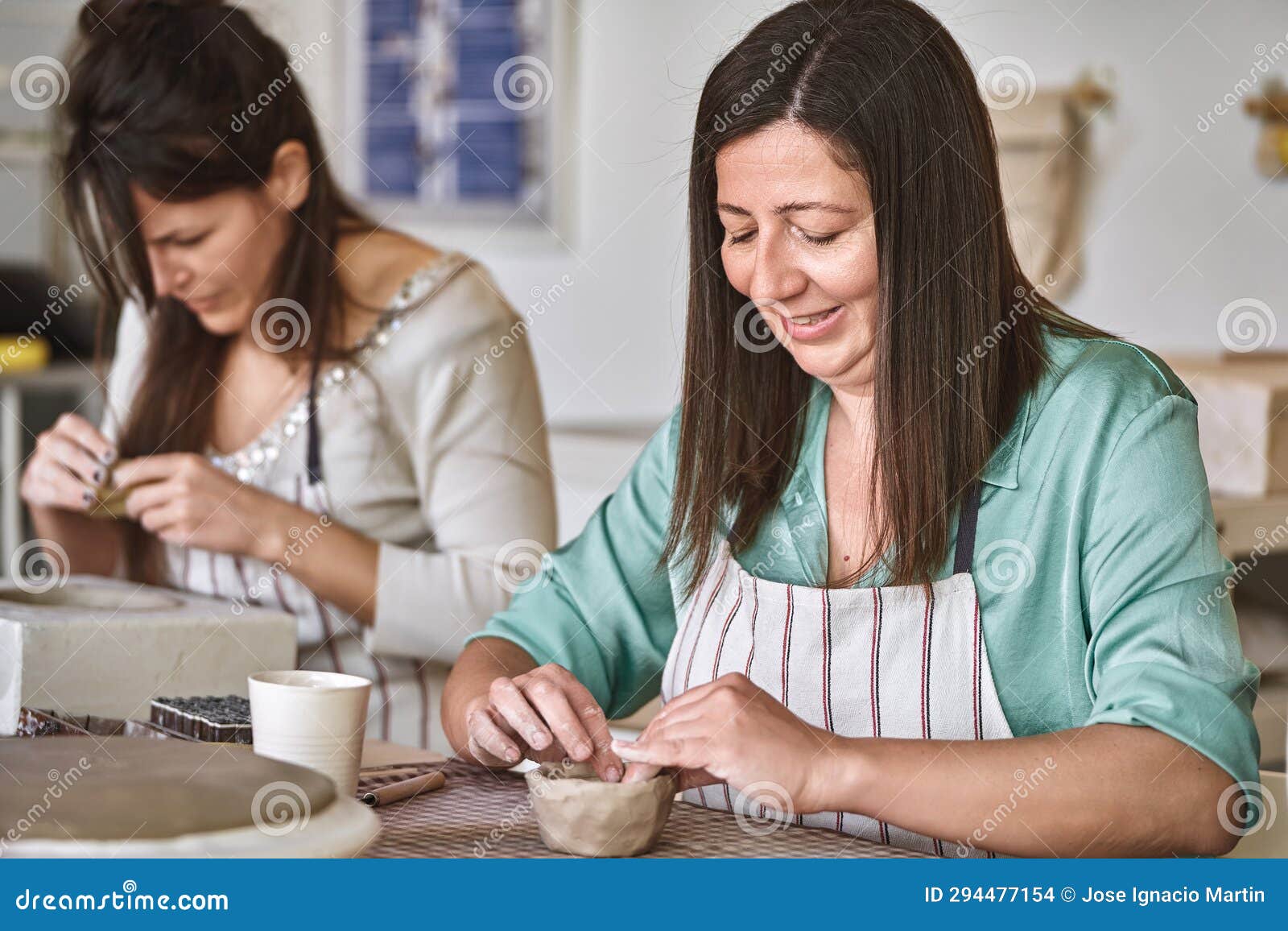 Woman Enjoying Making Ceramic Crafts in a Workshop. Stock Photo - Image ...