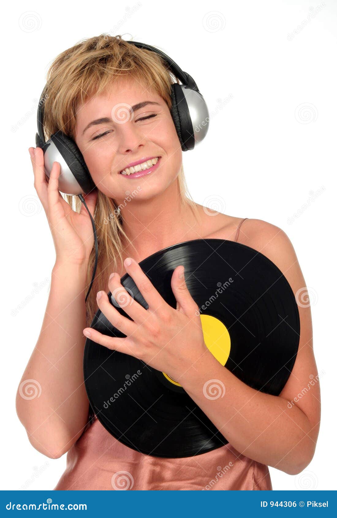 Woman Enjoying Music stock photo. Image of beautiful, audio - 944306