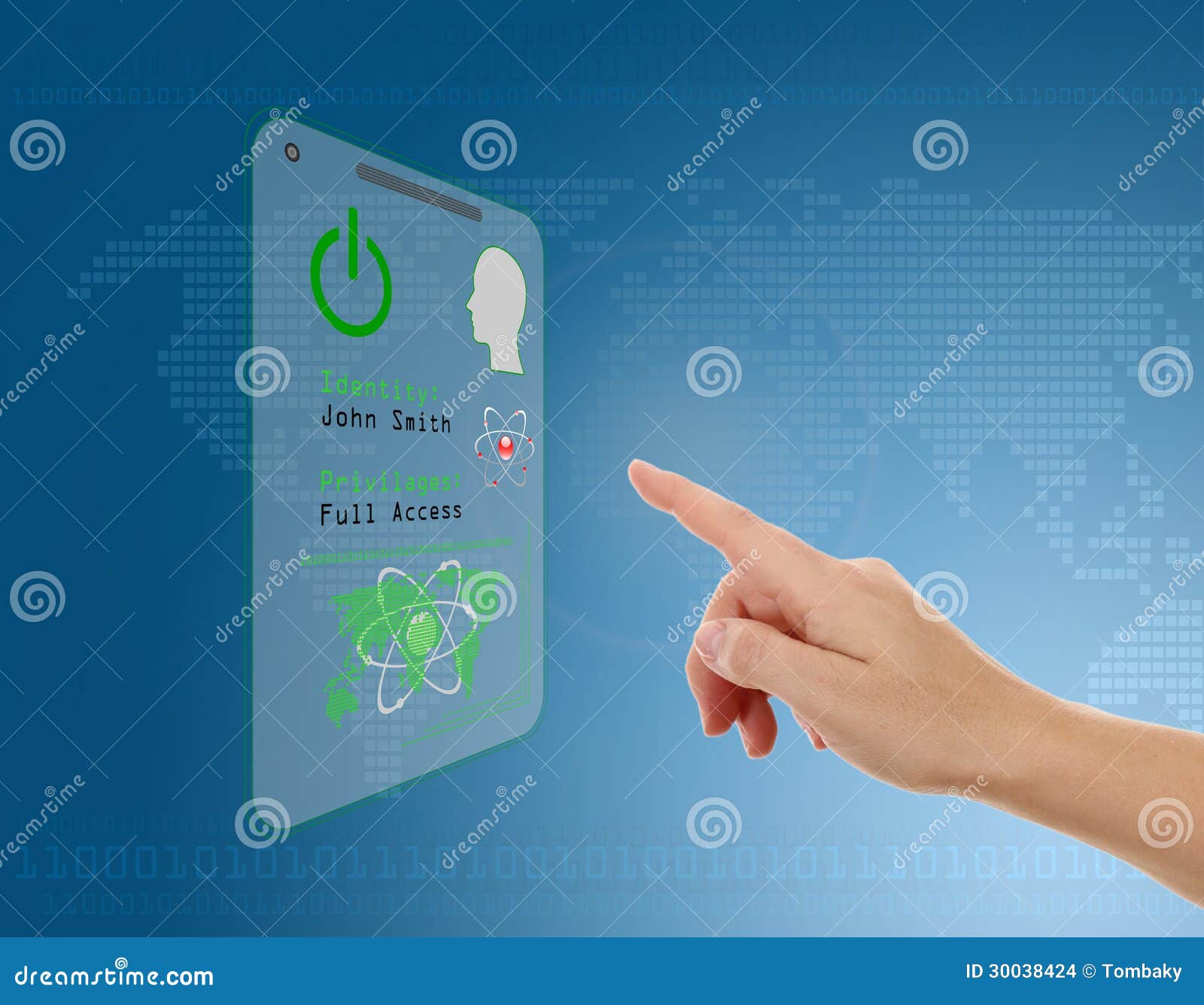 Entering the Door or Secure Data by Touch Screen Stock Photo - Image of ...