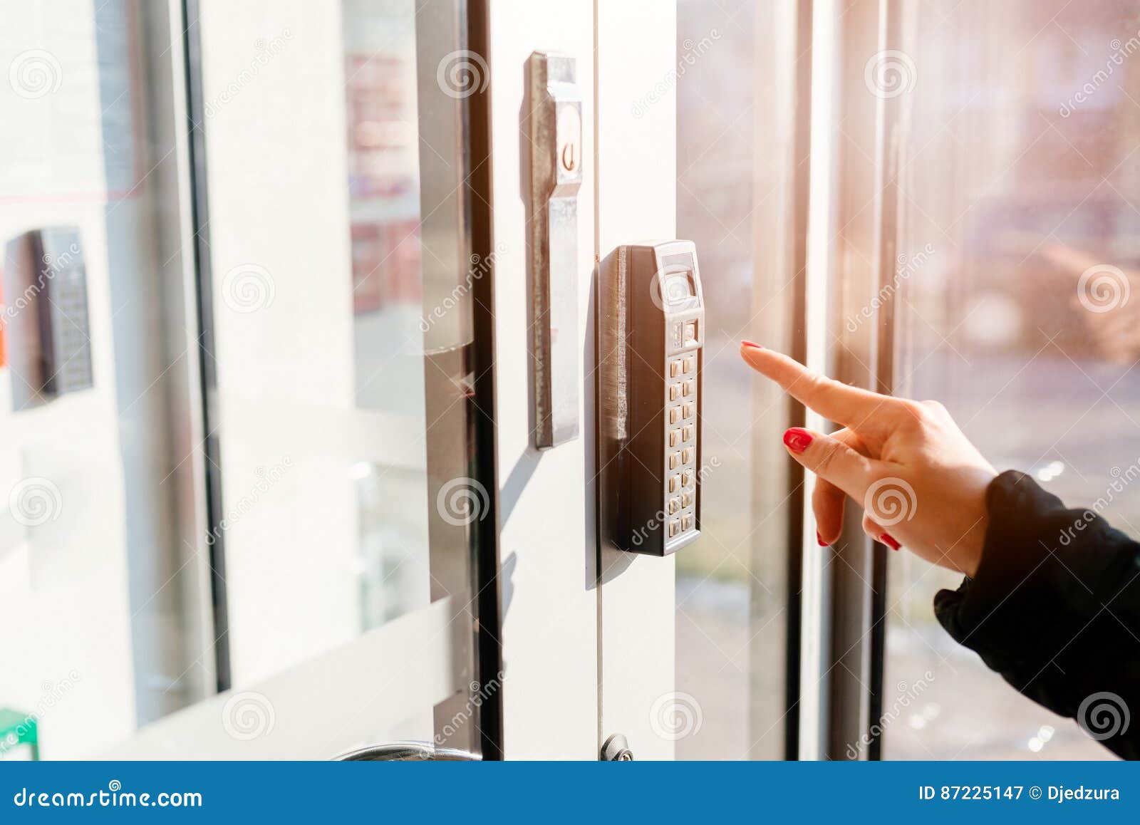 Woman Entering Pin Code To Security System Stock Image - Image of crime ...