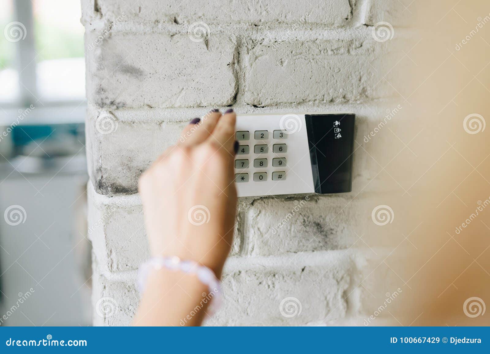Woman Entering Pin on Home Alarm Stock Image - Image of alarm, safety ...