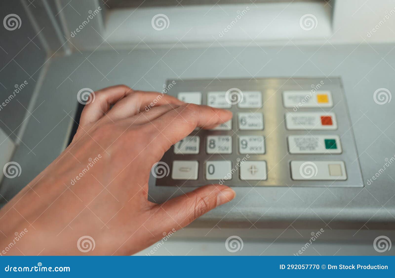 Woman Enters Code at an ATM Stock Photo - Image of banking, card: 292057770