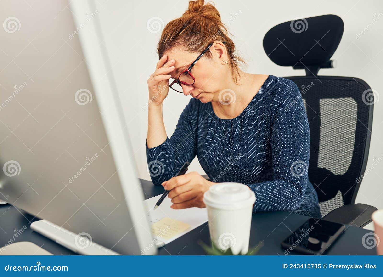 Woman Entrepreneur Focused on Solving Difficult Work. Confused ...