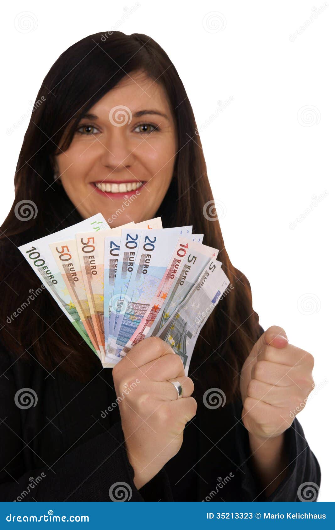 Woman and euro banknotes stock image. Image of hands - 35213323