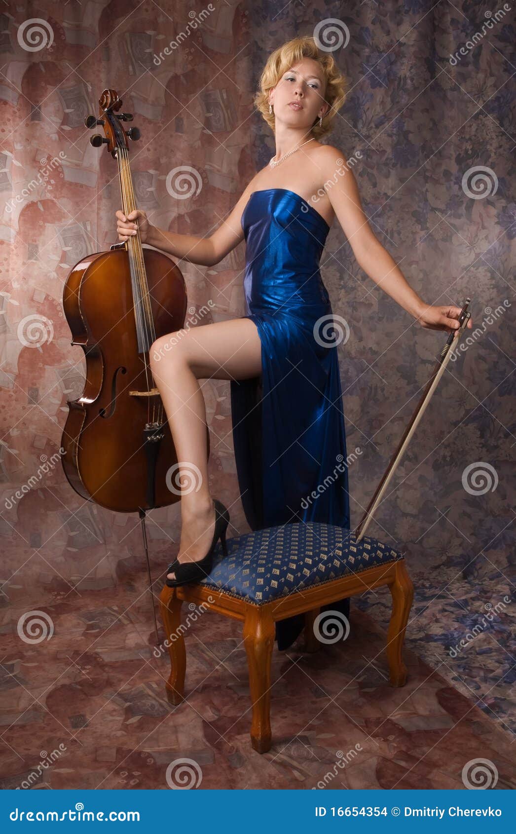 Woman in Evening Dress Posing with Cello Stock Photo - Image of adult ...