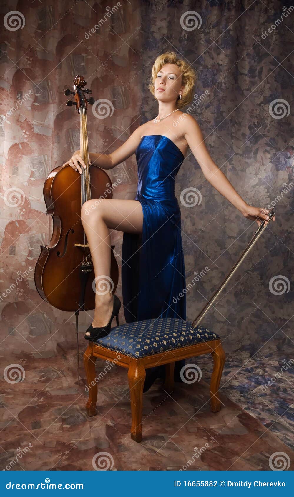 Woman in Evening Dress Posing with Cello Stock Photo - Image of cello ...