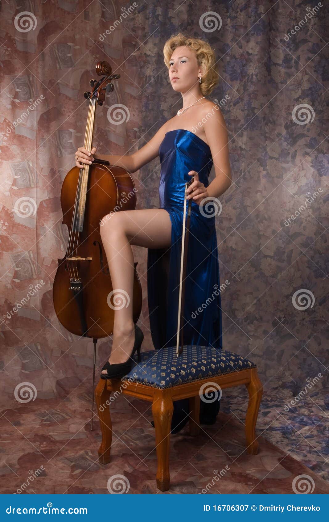Woman in Evening Dress Posing with Cello Stock Image - Image of cellist ...